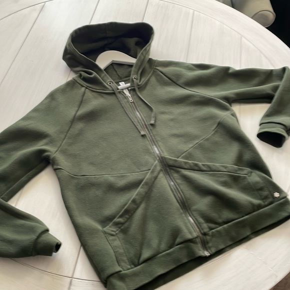 Fabletics | Tops | Fabletics Dark Green Hooded Zip Up Jacket Front ...